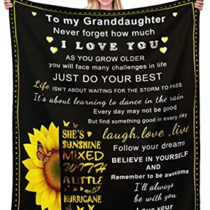 Granddaughter Gifts,Gifts for Granddaughter Blanket,to My Granddaughter Blanket Birthday Gifts for Her,Anniversary Valentine Granddaughter Gifts from Grandma 60"X50" Granddaughter Graduation Gift