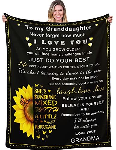 Granddaughter Gifts,Gifts for Granddaughter Blanket,to My Granddaughter Blanket Birthday Gifts for Her,Anniversary Valentine Granddaughter Gifts from Grandma 60"X50" Granddaughter Graduation Gift