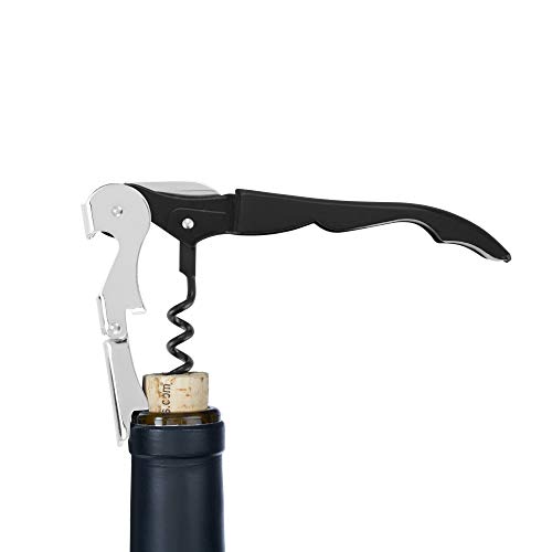 True Truetap Double Hinged Professional Waiter's Corkscrew - Wine Key and Wine Opener for Wine Bottles, Black