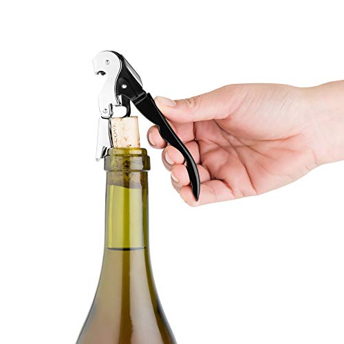 True Truetap Double Hinged Professional Waiter's Corkscrew - Wine Key and Wine Opener for Wine Bottles, Black