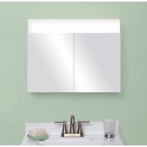 Zenith 23.25 in. W x 18.63 in. H x 5.88 in. D Surface Mount Lighted Frameless Bi-View Medicine Cabinet in White