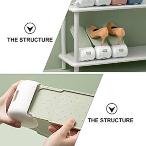 Scicalife Shelf Holders 4pcs Shoe Slots Organizer Adjustable Shoe Stacker Shoes Storage Holder Display Rack for Closet Shoe Holder Rack Space Saver Grey/Green Two Tier Shoe Rack