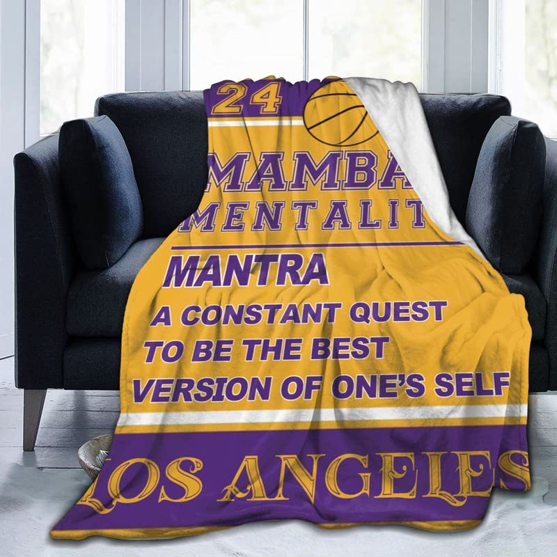 Basketball Throw Blanket #24#8 Mamba Mentality Legend Blanket Warm Soft Fuzzy Quotes Throw Blankets Gifts for Basketball Fans Men 60x50 inches