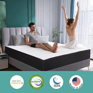 King Size Mattress,12 Inch Bamboo Charcoal Cooling Gel Memory Foam Mattress in a Box,Medium-Firm Mattress Made in USA,Pressure Relief & Temperature Regulation,Fiberglass-Free,CertiPUR-US Certified