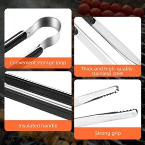 4 Pack Premium Stainless Steel Kitchen Tongs, Serving Tongs for Cooking, XEVOM Metal Food Tongs with Non-Slip Grip, Heat Resistant Grill Tongs 10 inch