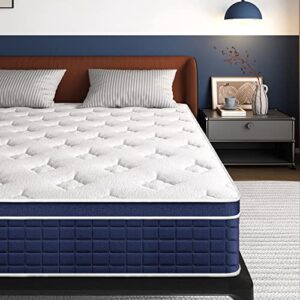 sdoodo queen mattress, 10 inch hybrid mattress with memory foam and individual pocket springs, medium firm, mattress in a box