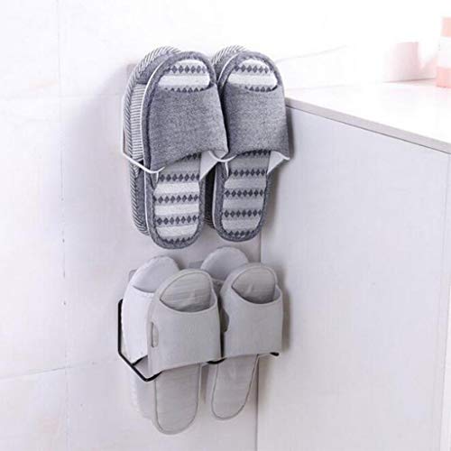 DINGZZ Double-Layer Shoes Holder Wall Mount Slipper Hanging Shelf Organizer Living Room (Color : D)