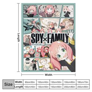 Anime ANYA Family Plush Splicing Blanket Flannel Fleece Warm Soft Throw Blanket for Couch Sofa Bed Living Room 60 X 50 in