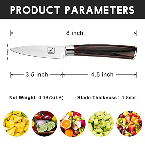 imarku Paring Knife - Paring Knives, 3.5 Inch Small Kitchen Knife - Japanese SUS440A Stainless Steel Fruit Knife, Ergonomic Pakkawood Handle, Ultra Sharp Knife