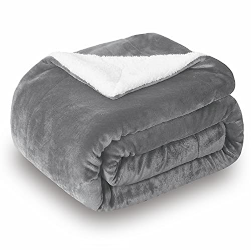 SOCHOW Sherpa Fleece Throw Blanket, Double-Sided Super Soft Luxurious Plush Blanket Throw Size, Grey