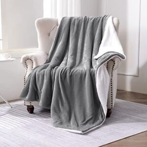 SOCHOW Sherpa Fleece Throw Blanket, Double-Sided Super Soft Luxurious Plush Blanket Throw Size, Grey