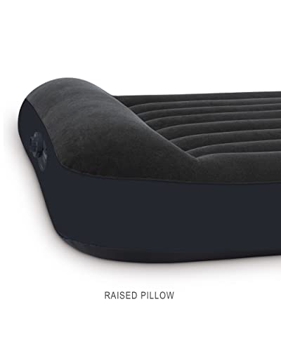 INTEX 64147ED Dura-Beam Standard Pillow Rest Air Mattress: Fiber-Tech – Full Size – Built-in Electric Pump – 10in Bed Height – 600lb Weight Capacity