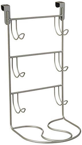 Spectrum Diversified myBella Over-The-Cabinet Station 4-Tier Styling, Flat Iron & Curling Wand Hooks with Blow Dryer Holder, Hair Tool Storage, Satin Nickel PC