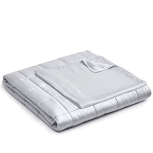 YnM Weighted Blanket with Bamboo Duvet Bundle | 48''x72'' 12lbs, Suit for One Person(~110lb) Use on Twin/Full Bed | Light Grey