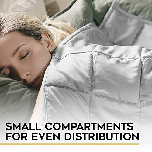 YnM Weighted Blanket with Bamboo Duvet Bundle | 48''x72'' 12lbs, Suit for One Person(~110lb) Use on Twin/Full Bed | Light Grey