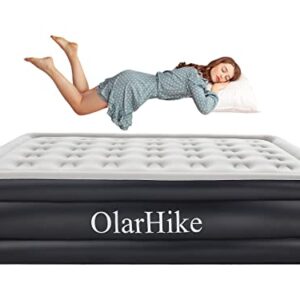 OlarHike Inflatable Queen Air Mattress with Built in Pump,18"Elevated Durable Air Mattresses for Camping,Home&Guests,Fast&Easy Inflation/Deflation Airbed,Black Double Blow up Bed,Travel Cushion,Indoor