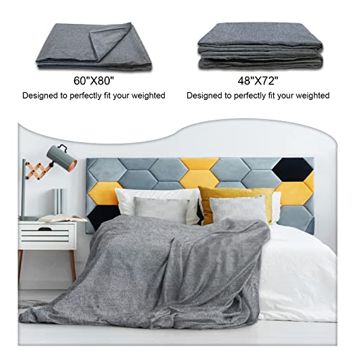 Duvet Cover for Weighted Blanket, Heavy Blanket Removable Cover with Breathable Washed Cotton, Microfiber Duvet Cover & Side Zipper with 4 Corner Ties (60''x80'') Grey