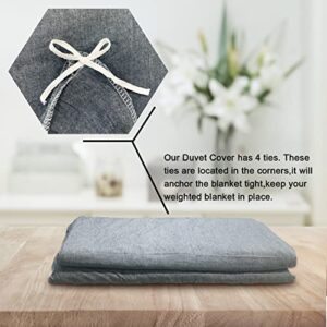 Duvet Cover for Weighted Blanket, Heavy Blanket Removable Cover with Breathable Washed Cotton, Microfiber Duvet Cover & Side Zipper with 4 Corner Ties (60''x80'') Grey