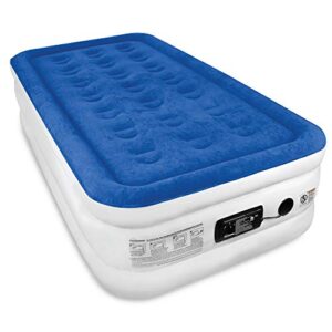 soundasleep dream series luxury air mattress with comfortcoil technology & built-in high capacity pump for home & camping- double height, adjustable, inflatable blow up, portable - twin size