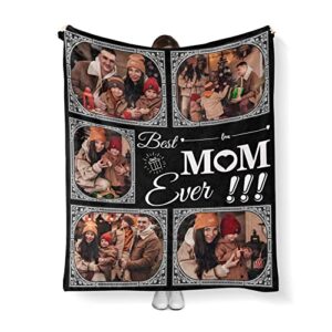 best mom ever custom blanket, to my mom blanket from daughter, customized photo collage mother blankets wife birthday gifts, personalized flannel blanket with photo 4 size