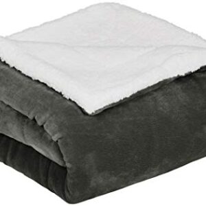 Amazon Basics Ultra-Soft Micromink Sherpa Blanket - Full/Queen, Charcoa