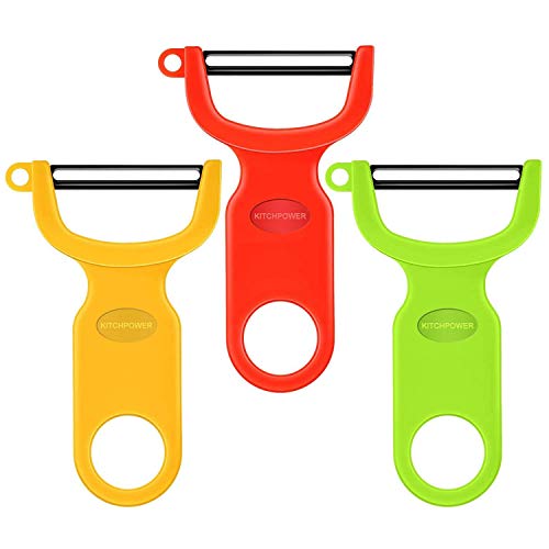 Original Vegetable Fruit Peeler Carbon Steel Blade 3 Pack Red/Green/Yellow…