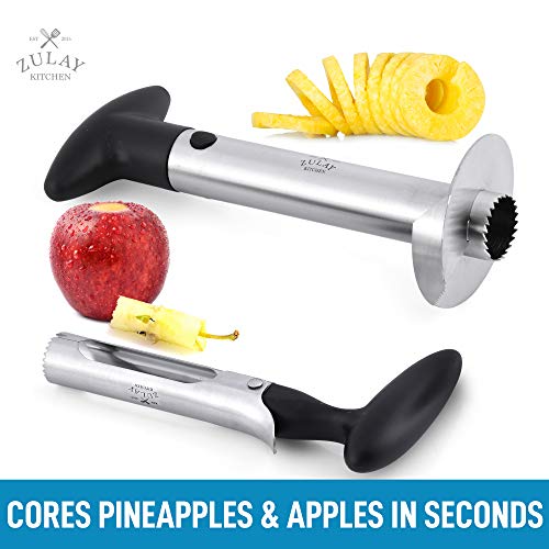 Zulay Kitchen Pineapple and Apple Corer Combo - Stainless Steel Pineapple Corer And Slicer Tool - Ergonomic Apple Corer Tool and Pineapple Cutter For Easy Core Removal