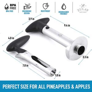 Zulay Kitchen Pineapple and Apple Corer Combo - Stainless Steel Pineapple Corer And Slicer Tool - Ergonomic Apple Corer Tool and Pineapple Cutter For Easy Core Removal