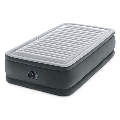 Intex Twin Air Mattress with Built in Pump - 18" Dura-Beam Deluxe Comfort Plush Twin Blow Up Mattress with Wholesalehome Inflatable Pillow for Camping, Travel and Home