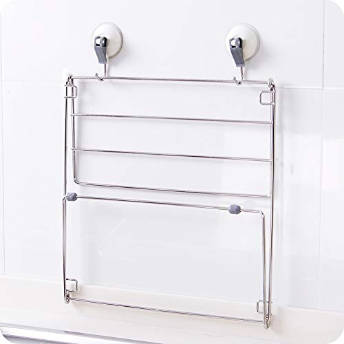 Yizhichu1990 Stainless Steel Rag Drying Racks,Kitchen Bathroom Punch-Free Folding Towels Dish-Towels Storage Rack Stand Holder (1)