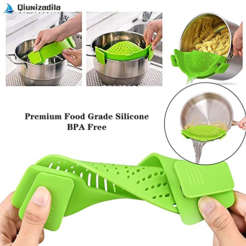 2 Pcs Clip on Strainer, Pot Strainer for Pasta Meat Vegetables Fruit, Silicone Strainer - Fit All Pots and Bowls.