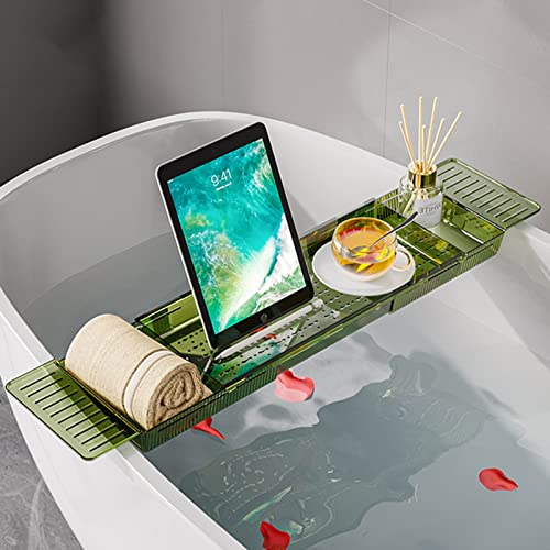 Bathtub Organizer Durable Space Saver Bath Tub Tray Storage Bathtub Organizer Green