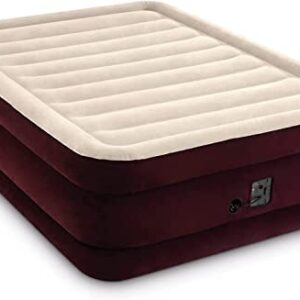 Intex 64739WB Dura-Beam Extra Raised Airbed: Queen Size – Built-in Electric Pump – 20in Bed Height – 600lb Weight Capacity - Maroon