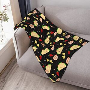 Taco Tuesday Party Printed Blanket,Soft Cozy Fleece Throw Blanket ,Microfiber Plush Sherpa Blanket for Couch Sofa Bed Living Room-All Season (50"x40" inch)