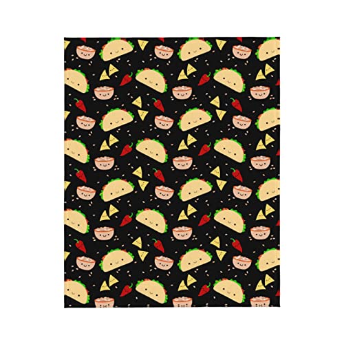 Taco Tuesday Party Printed Blanket,Soft Cozy Fleece Throw Blanket ,Microfiber Plush Sherpa Blanket for Couch Sofa Bed Living Room-All Season (50"x40" inch)