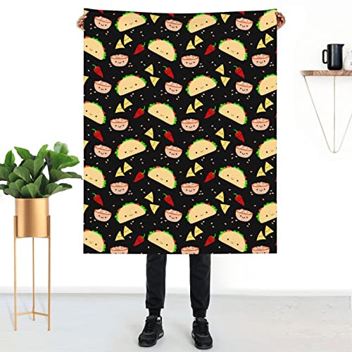 Taco Tuesday Party Printed Blanket,Soft Cozy Fleece Throw Blanket ,Microfiber Plush Sherpa Blanket for Couch Sofa Bed Living Room-All Season (50"x40" inch)