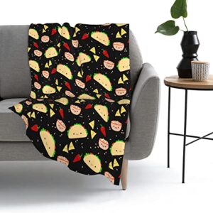 Taco Tuesday Party Printed Blanket,Soft Cozy Fleece Throw Blanket ,Microfiber Plush Sherpa Blanket for Couch Sofa Bed Living Room-All Season (50"x40" inch)