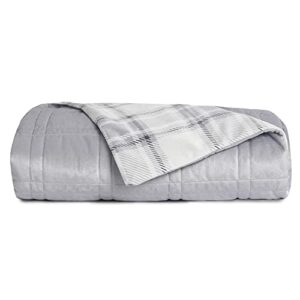 life comfort weighted blanket cover (48"x72") twin size microfiber removable cover for duvet or weighted blanket, grey plaid