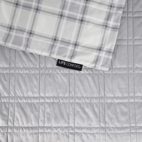 Life Comfort Weighted Blanket Cover (48"x72") Twin Size Microfiber Removable Cover for Duvet or Weighted Blanket, Grey Plaid