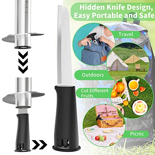 Newness Pineapple Corer with Knife, [Upgraded, Electric & Manual] Stainless Steel Fruit Pineapple Cutter with Electric Drill Accessory, Pineapple Slicer Core Remover Kitchen Tool with Measure Mark