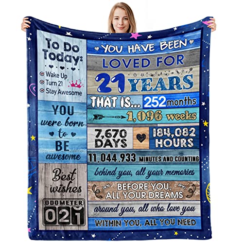 21st Birthday Gifts for Her him Happy 21st birthday decorations for her him, Unique 21st Birthday Gift Ideas for Women, Daughter, Sister, Girlfriend Female, Birthday Gifts for 21 Year Old Girl Blanket