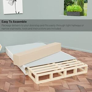 Spring Coil, 8-Inch Sturdy Wood Box Spring for Mattress Support - Durable and Easy to Assemble Natural Wood Foundation for Full, White.