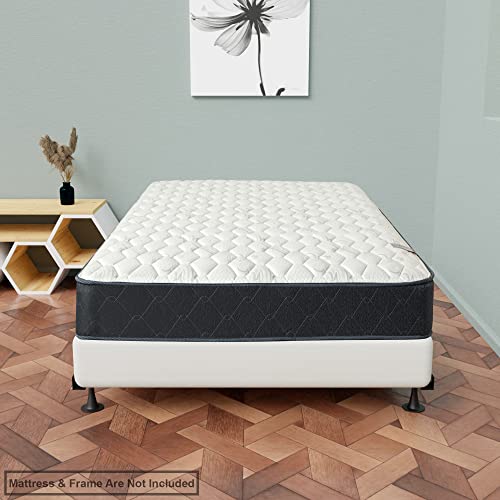 Spring Coil, 8-Inch Sturdy Wood Box Spring for Mattress Support - Durable and Easy to Assemble Natural Wood Foundation for Full, White.