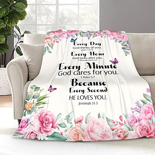 JIYEPOPO Catholic Bible Blanket, Religious Gifts for Women Christian Throw Blanket Soft Plush Prayer Blankets and Throws with Scriptures Serenity Faith Gifts for Women Men 60x50 Inch