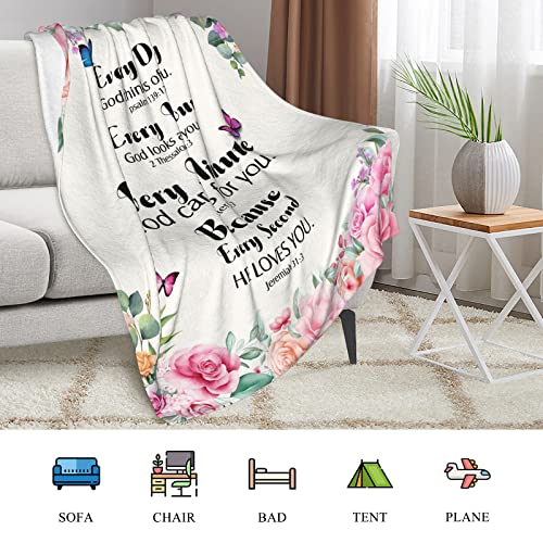 JIYEPOPO Catholic Bible Blanket, Religious Gifts for Women Christian Throw Blanket Soft Plush Prayer Blankets and Throws with Scriptures Serenity Faith Gifts for Women Men 60x50 Inch