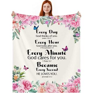 JIYEPOPO Catholic Bible Blanket, Religious Gifts for Women Christian Throw Blanket Soft Plush Prayer Blankets and Throws with Scriptures Serenity Faith Gifts for Women Men 60x50 Inch