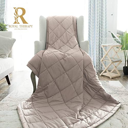 Royal Therapy Weighted Blanket - Heavy 100% Cotton Blankets with Premium Glass Beads (48''x78'' 15lbs, Texas Leather), Suitable for One Person (~150lb) - Use on Twin/Queen Bed