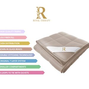 Royal Therapy Weighted Blanket - Heavy 100% Cotton Blankets with Premium Glass Beads (48''x78'' 15lbs, Texas Leather), Suitable for One Person (~150lb) - Use on Twin/Queen Bed