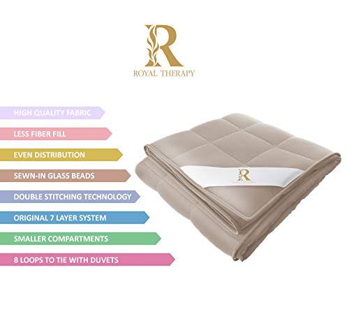 Royal Therapy Weighted Blanket - Heavy 100% Cotton Blankets with Premium Glass Beads (48''x78'' 15lbs, Texas Leather), Suitable for One Person (~150lb) - Use on Twin/Queen Bed