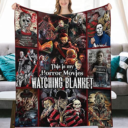 Horror Movie Blanket Ultra Soft Flannel Bed Throws Halloween Home Decor for Sofa Bedroom 60"X50"